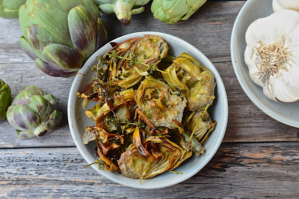 Steam fried baby artichokes with lemon-chive aioli : Olive Oil and ...
