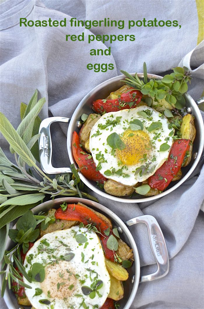 Roasted fingerling potatoes, red peppers and eggs with herbs : Olive ...